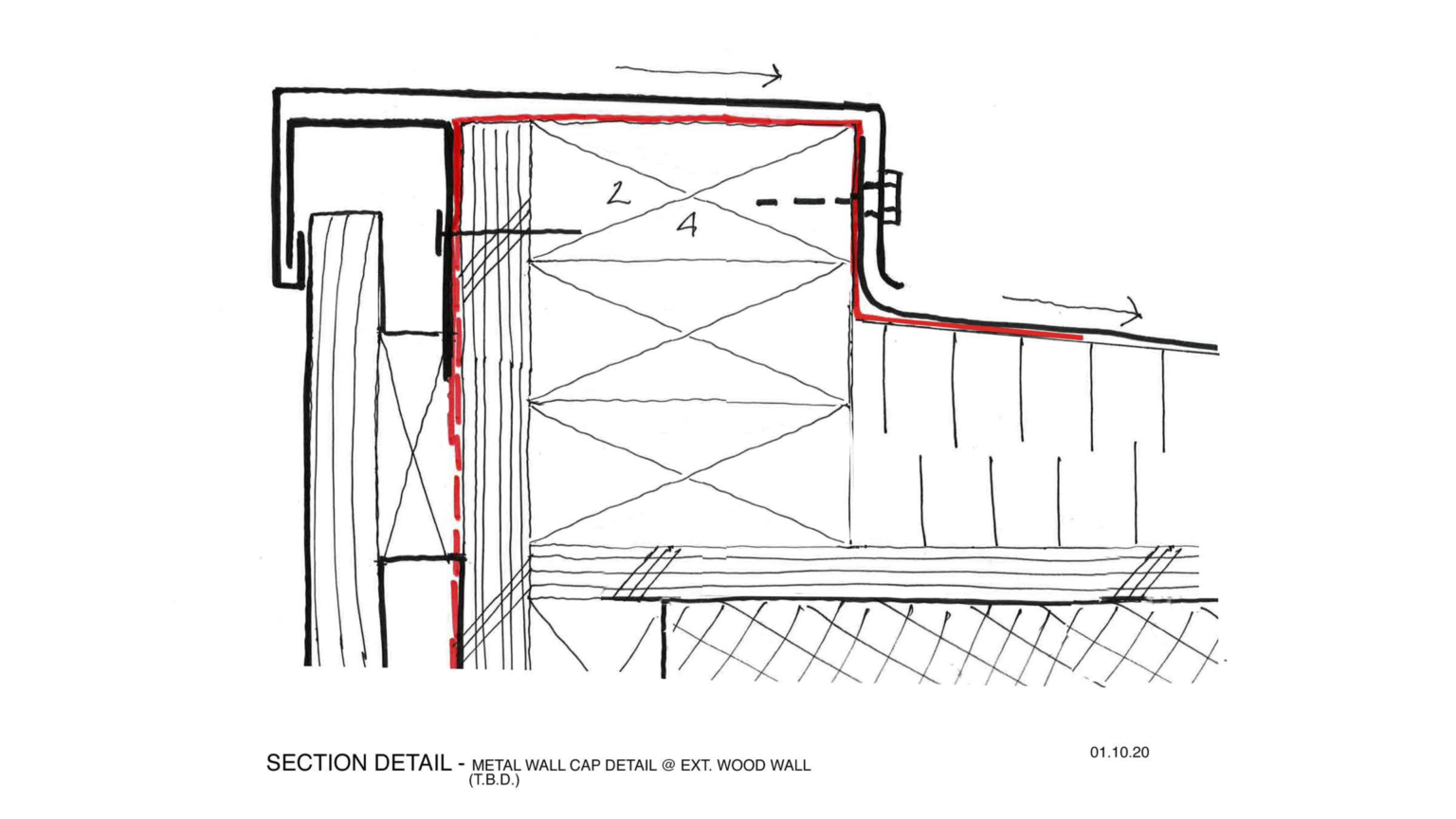 Metal wall cap detail sketch. | The Architects' Take